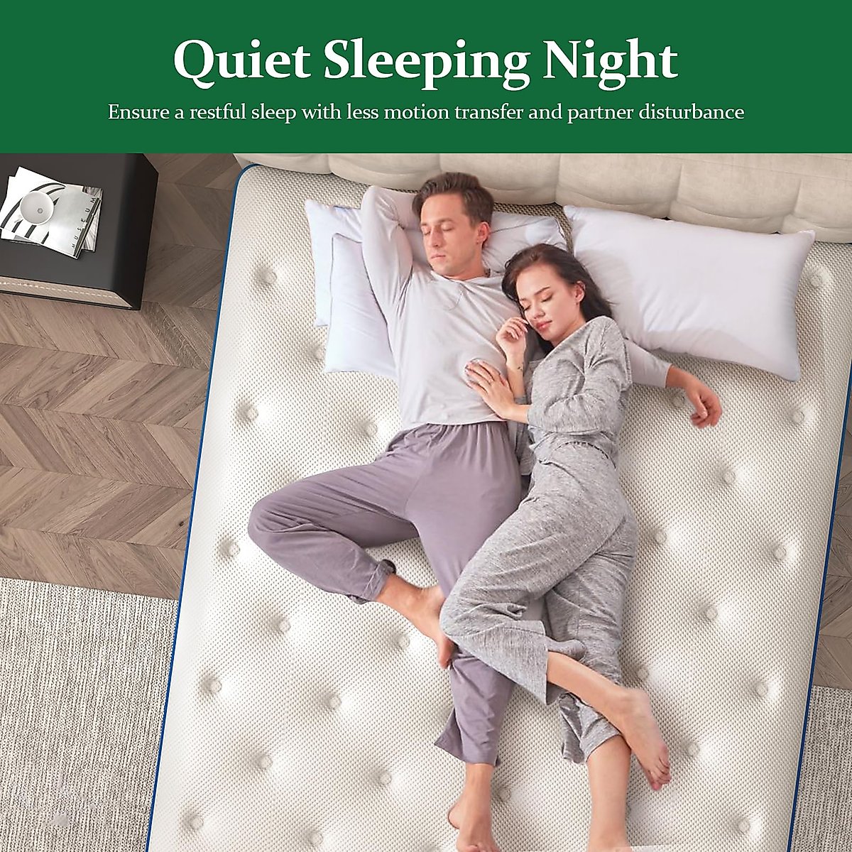 Lechepus TwinXL Mattress, 14Inch Gel Memory Foam with 7-Zone Pocket Spring Mattress TwinXL Size, Cooling Sleep and Pressure Relief, Medium Plush Hybrid Mattresses in Box for Motion Isolation