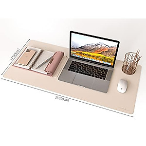 RENMTURE Dual-Sided Desk Pad,Natural Cork & PU Leather Large Mouse mats for Office and Home Work,Desk Protector Non-Slip (36"x17",Apricot+Cork)