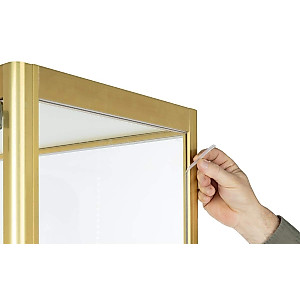 Displays2go Tempered Glass Curio Cabinet, Adjustable Shelves – Gold (DCKDMT16G)