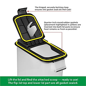Buddeez Airtight Pet Food Storage Container - 50 QT/50 LB Capacity Dog Food Storage Container, Cat Food Container, Bird Seed Storage Container, Rolling Storage Bin, Air Tight with Handle & Scoop