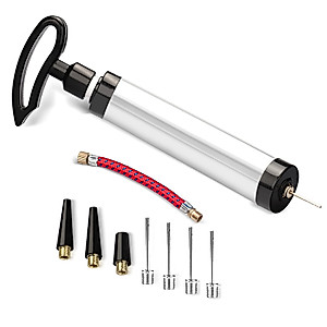 Upgraded Aluminium Alloy Ball Pump Portable Effective Sport Air Pump Inflator with Needles, Nozzles, Extension Hose for Basketball Football Soccer Volleyball Yoga ball Pool Swimming Float Ring ballons