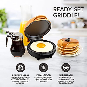 Nostalgia MyMini Personal Electric Griddle, Nonstick Griddle Perfect for Keto & Low-Carb Diets, Eggs, Omelets, Pancakes, Breakfast Sandwiches, Orange
