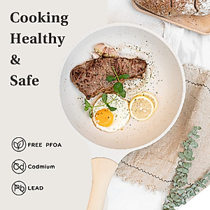 COOKER KING Nonstick Divided Pan for stove Tops, 3 Section Pan 10.6Inch Breakfast Frying Pan, PFOA Free, Compatible with All Stovetops