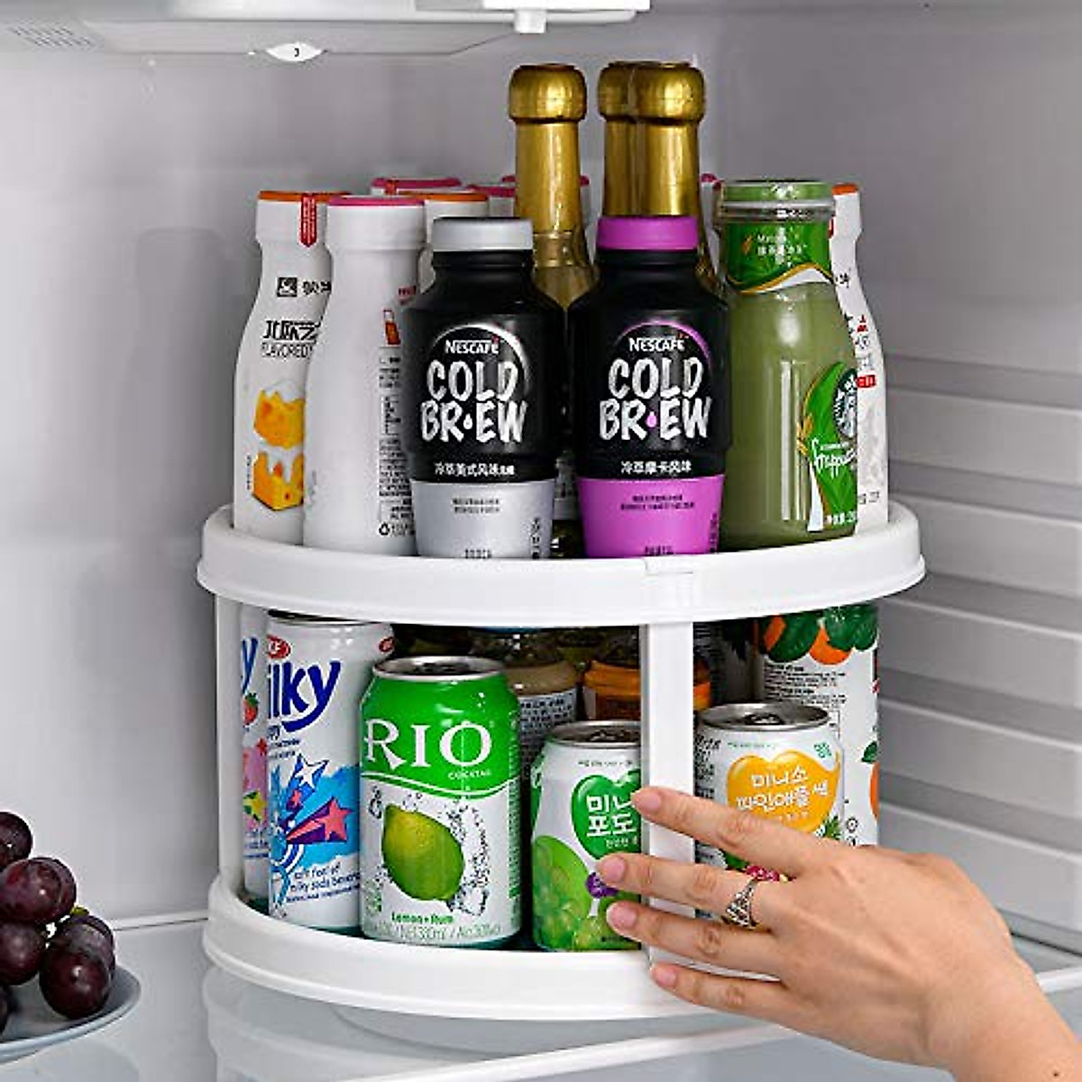 RomanticDesign Lazy Susan Turntable Spice Organizer 2-Tier Non-Skid 11.8 Inch Spice Rack Cabinet Organizer for Cabinets and Pantry, Blue