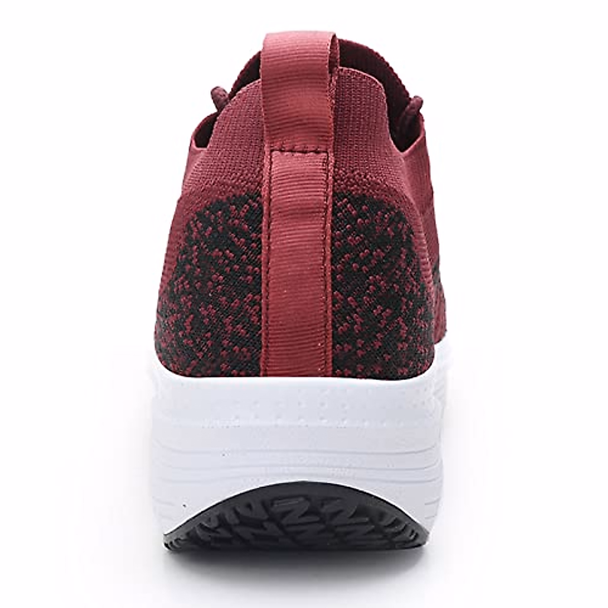 DADAWEN Women's Walking Shoes Sock Sneakers Mesh Slip On Comfort Lightweight Lady Girls Wedge Platform Athletic Shoes Wine Red US Size 9