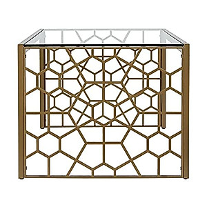 CosmoLiving by Cosmopolitan CosmoLiving Juliette Top, Soft Brass, Tempered Glass Coffee Table, 46.0 in x 24.0 in x 19.0 in