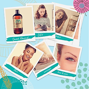 Naissance Sweet Almond Oil 8 fl oz - Pure & Natural, Vegan, Non GMO, Hexane Free, Cruelty Free - Ideal for Haircare and Skincare, Aromatherapy & Massage