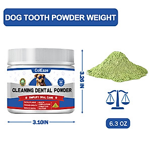 Dog Teeth Cleaning Powder, Dog Breath Freshener, Dog Dental Powder with Natural Herbal Blend, Targets Tartar, Reduces Plaque & Bad Breath, Dog Dental Care Made Easy, for All Ages, 6.35oz