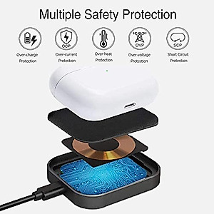 Wireless Charger, COSOOS Aluminum Wireless Charging Pad, 5W Lightweight Compact Charging Station Compatible with AirPods Pro, AirPods 2, AirPods Wireless Charging Case(Black)