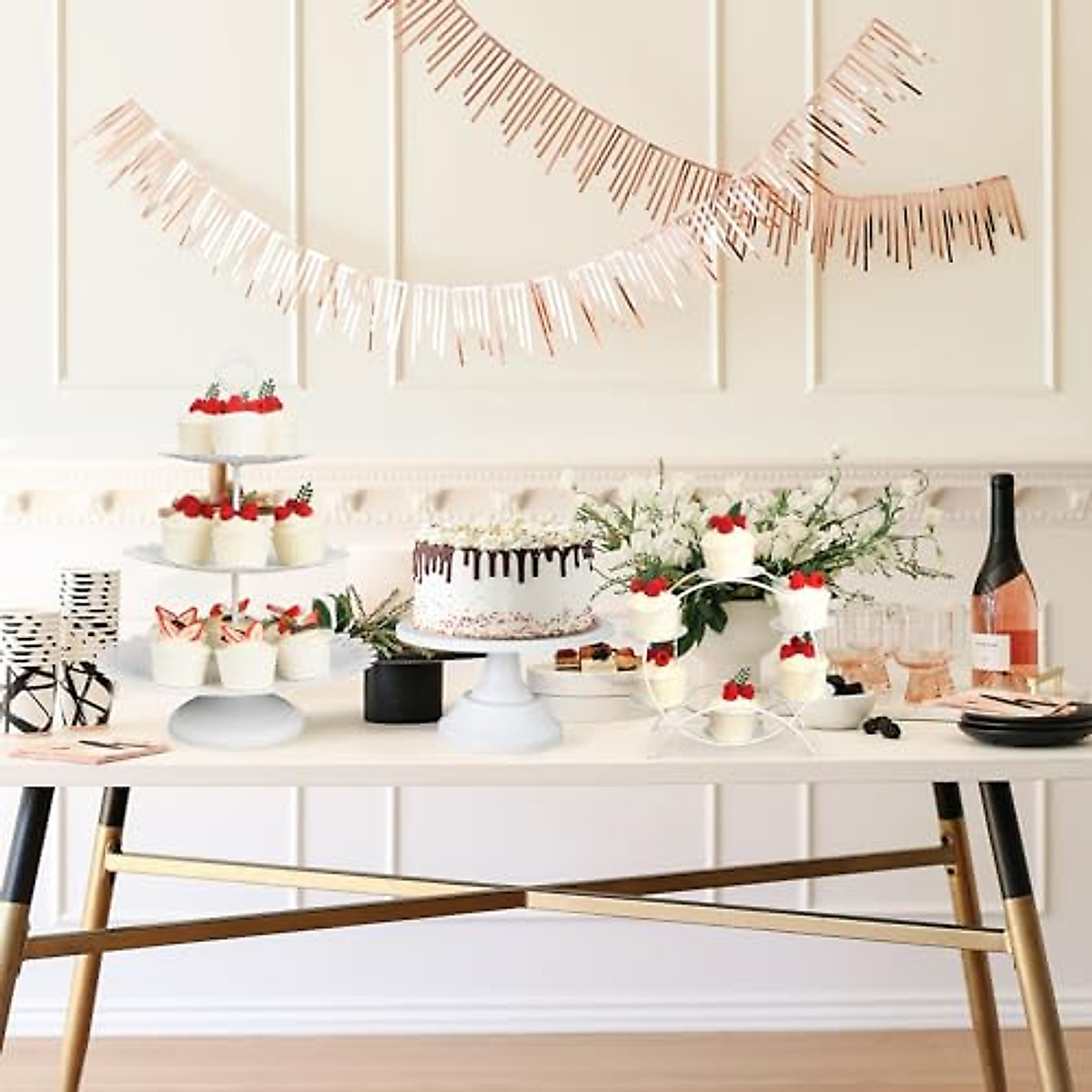 7Pc Cake Stand White Dessert Table Display Set Metal Round Tiered White Cupcake Stand Macaron Ferris Wheel Holder Cookies Serving Trays Fruit Plates for Tea Party Wedding Birthday Baby Shower (White)