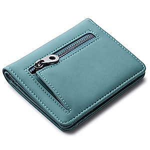 Alldaily Women's RFID Blocking Small Compact Bifold Pocket Wallet Ladies Mini Purse with ID Window (Purist Blue)