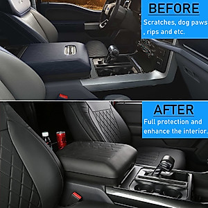 ANMOSVO for F150 Center Console Cover 2021 2022 2023 2024 - TPE & Waterproof Armrest Pad Center Console Armrest Cushion for Ford F150 2021 2022 2023 2024 Interior Acessories