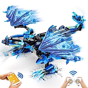 OASO Dragon Building Kit with Remote Control STEM Gifts for Boys Kids Ages 8-12, Coding Buildable Technic Toys for Birthday with 549 Pieces