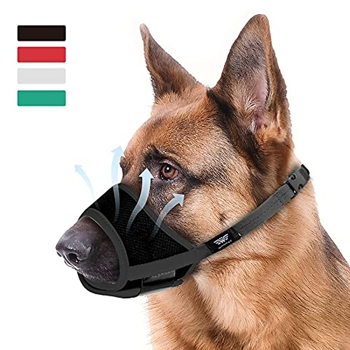 Dog Muzzle for Medium Dogs, Dog Muzzle for Large Dogs Biting, Soft Nylon Muzzle Anti Biting Barking Chewing,Air Mesh Breathable Drinkable Adjustable Pet Muzzle for Medium Large Dogs L Black