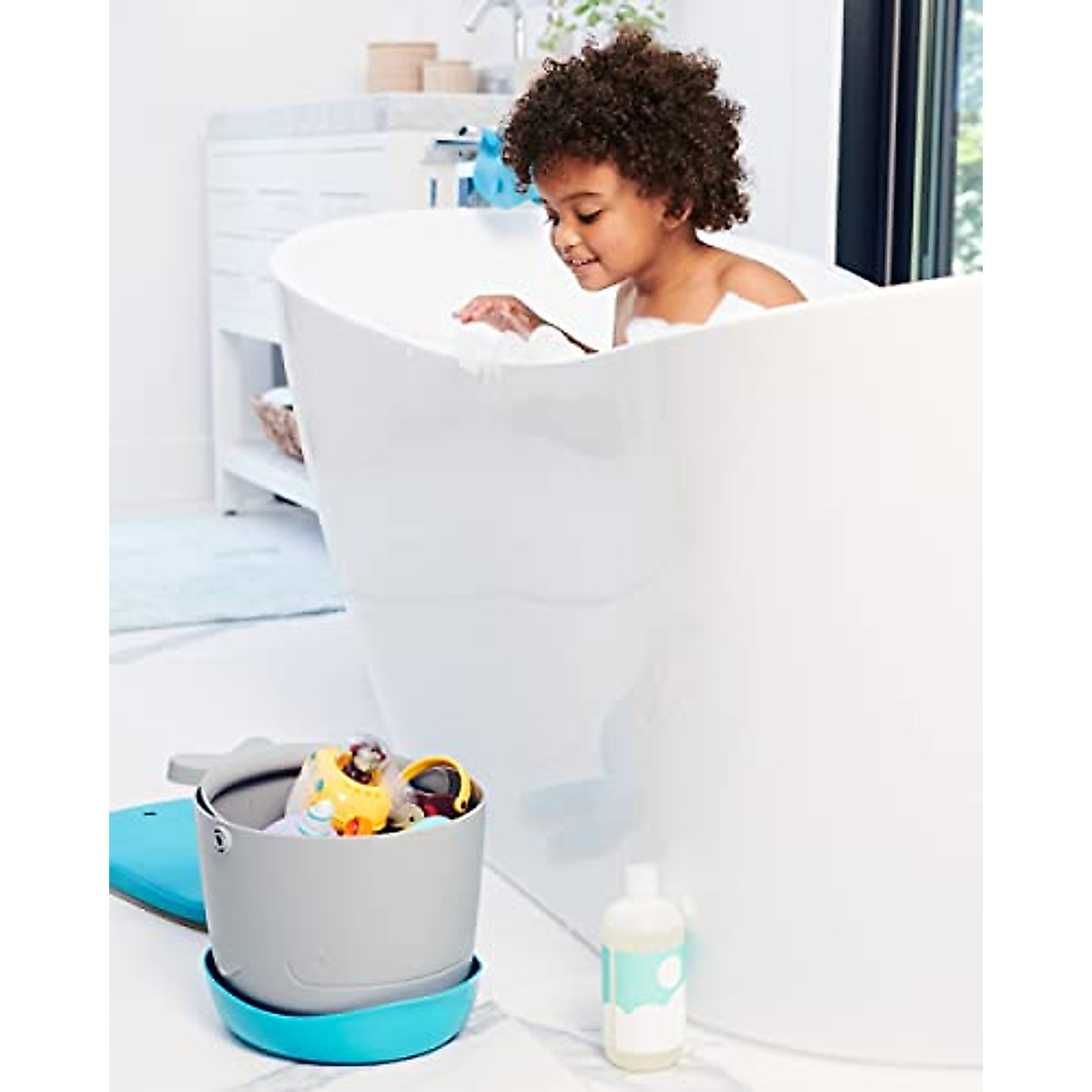 Skip Hop Bath Toy Storage, Moby Stowaway Bucket, Grey