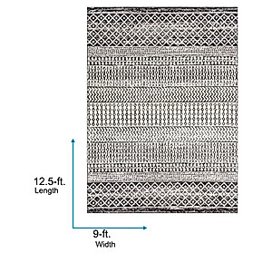 Livabliss Chester Boho Moroccan Area Rug,9' x 12'6",Black