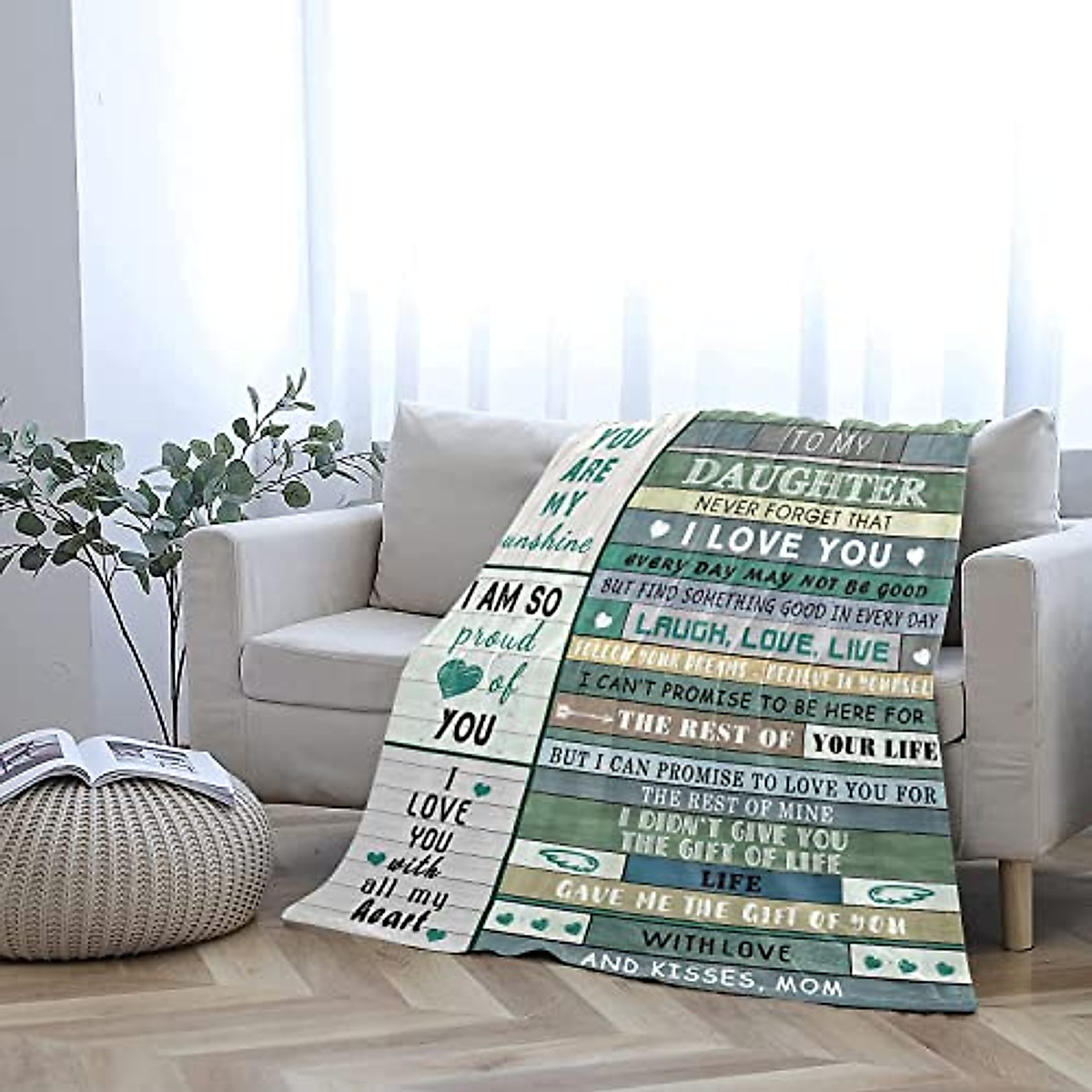 Daughter Gift from Mom Throw Blankets 60"X50" - to My Daughter Blanket from Mom - Valentines Day Gifts for Daughters - Daughter Gifts from Mom for Mothers Day Brithday Anniversary Wedding Graduation