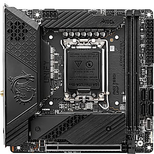 MSI MEG Z690I Unify Gaming Motherboard (Mini ITX, 12th Gen Intel Core, LGA 1700 Socket, DDR5, PCIe 5, 2.5G LAN, M.2 Slots, Wi-Fi 6E)
