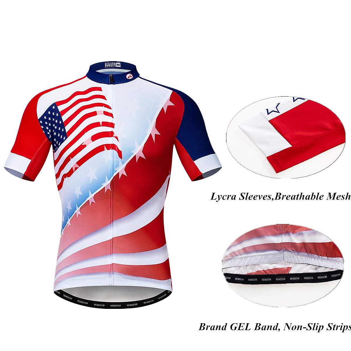 USA Cycling Jerseys Men, USA Flags Bicycle Shirts Summer Riding Tops Quick Dry Bicycle Jersey S-3XL