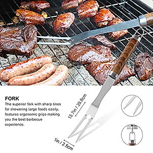 grilljoy 30PCS BBQ Grill Tools Set with Thermometer and Meat Injector. Extra Thick Stainless Steel Fork, Tongs& Spatula - Complete Grilling Accessories in Portable Bag - Perfect Grill Gifts for Men