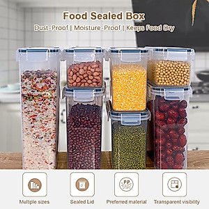 Irfora 7PCS Food Storage Containers kitchen Storage Container BPA Free PP Pantry Organization with Lid Stackable Design for Cereal Snack Noodle Nut Pasta Flour Rice