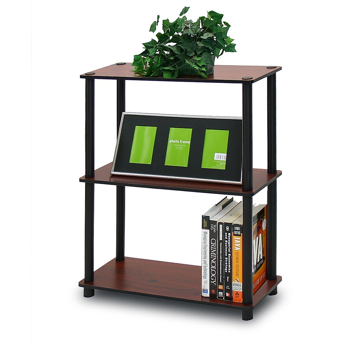 Furinno 3-Tier Storage Rack Bundle (Dark Cherry/Black)