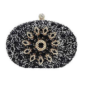 Bandkos Women Clutch Purses Evening Bag Sparkly Diamond Handbag Bridal Glitter Crystal Shoulder Crossbody Bag for Wedding Prom Party (Black)