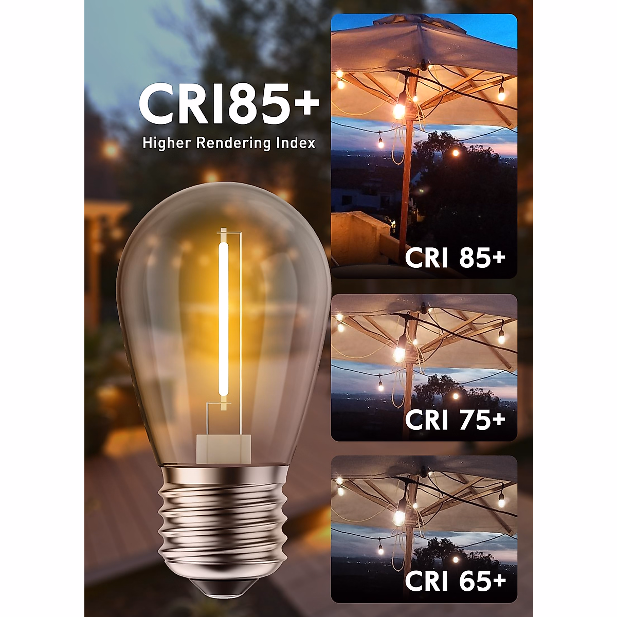 Brightown Shatterproof LED S14 Replacement Light Bulbs-E26 E27 Medium Screw Base Edison Bulbs Equivalent to 11 W, Fits for Commercial Outdoor Patio Garden Vintage Lights, 25-Pack, Warm White