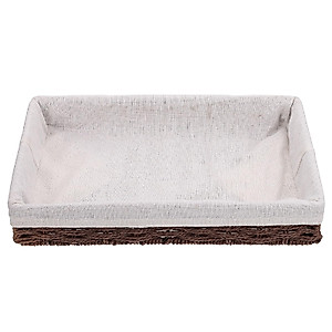 STOBAZA Wicker Storage Baskets, Hand Woven Paper Rope Wicker Baskets, Small Rectangular Wicker Baskets for Organisation, Cube Organiser for Closet/Clothes/Dresser