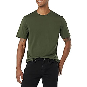 Amazon Essentials Men's Regular-Fit Short-Sleeve Crewneck Pocket T-Shirt, Pack of 2, Black/Olive, Large