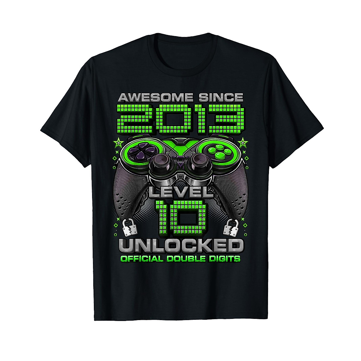 Level 10 Unlocked Awesome Since 2013 10th Birthday Gaming T-Shirt
