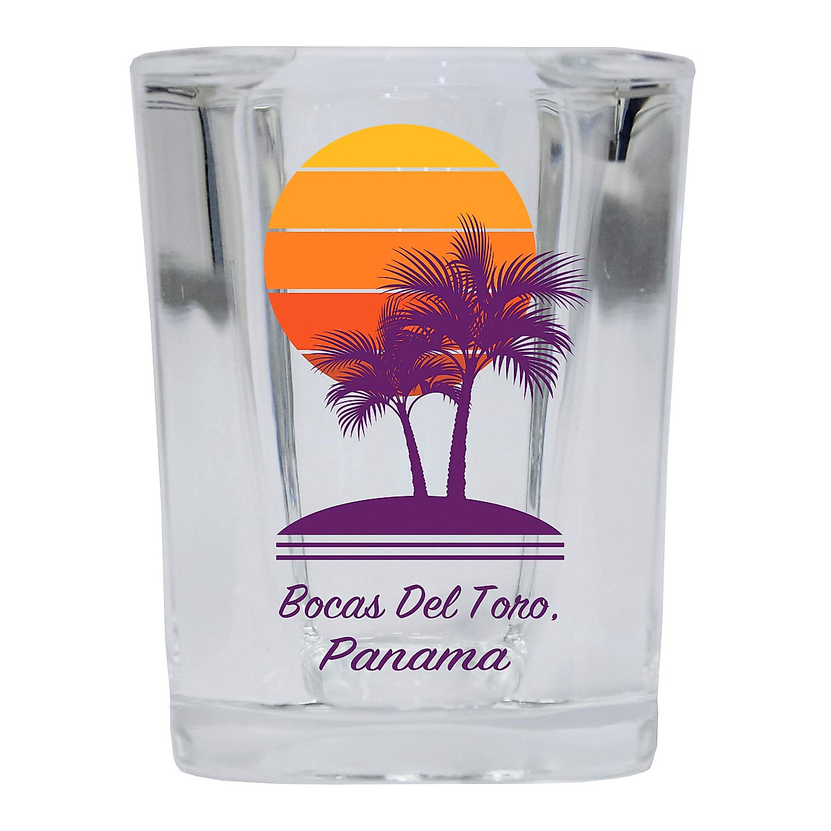 R and R Imports Bocas Del Toro Panama Souvenir 2 Ounce Square Shot Glass Palm Design