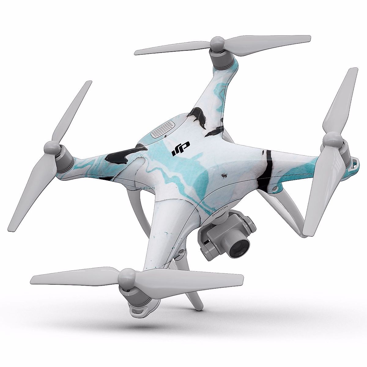 Design Skinz Design Skinz Black and Teal Textured Marble Full-Body Wrap Decal Skin-Kit Compatible with The Drone DJI Spark