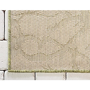 Unique Loom Collection Coastal, Branches, Botanical, Indoor and Outdoor Area Rug, 4 ft x 6 ft, Light Green/Beige