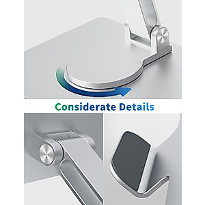 SOUNDANCE Adjustable Laptop Stand with 360° Rotating Heavy Base, Ergonomic Laptop Riser for Desk, Stable Laptop Holder for Collaborative Working, Suit for 10-15.6" PC Computer, Single Shaft, Silver