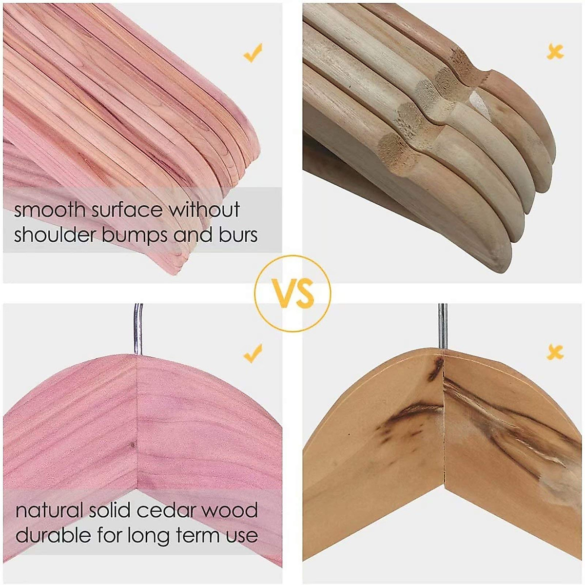 ELONG HOME American Red Cedar Hangers 20 Pack, Wooden Suit Hangers with 360° Swivel Hook, Smooth Surface Slim Cedar Wood Coat Hangers, Great for Refresh Closet