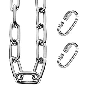 1/4” Hanging Link Chain, 6.56 Feet 304 Stainless Steel Link, 78.7 Inch Hanging Chains, 1300lb Capacity Heavy Duty Chains Hanging Kits for Swing Chairs, Hammocks, Rope, Punching Bags Outdoor/Indoor