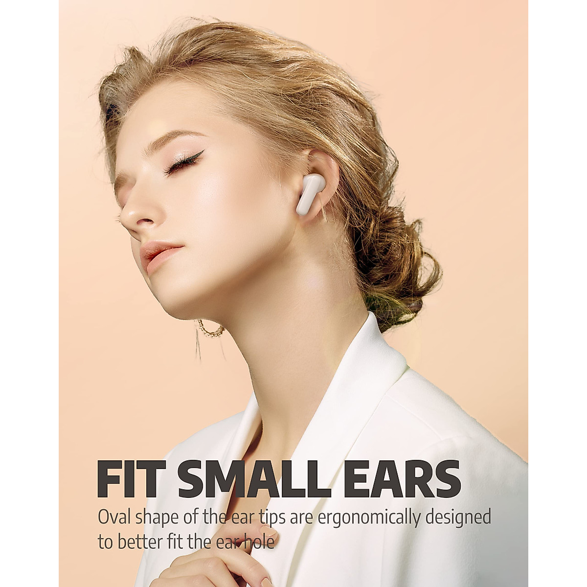 AIHOOR Wireless Earbuds for Music and Sports, Bluetooth 5.3 in-Ear Headphones with Extra Bass, Built-in Mic, Touch Control, USB Charging Case, 30hr Battery Earphones (High Gloss White)