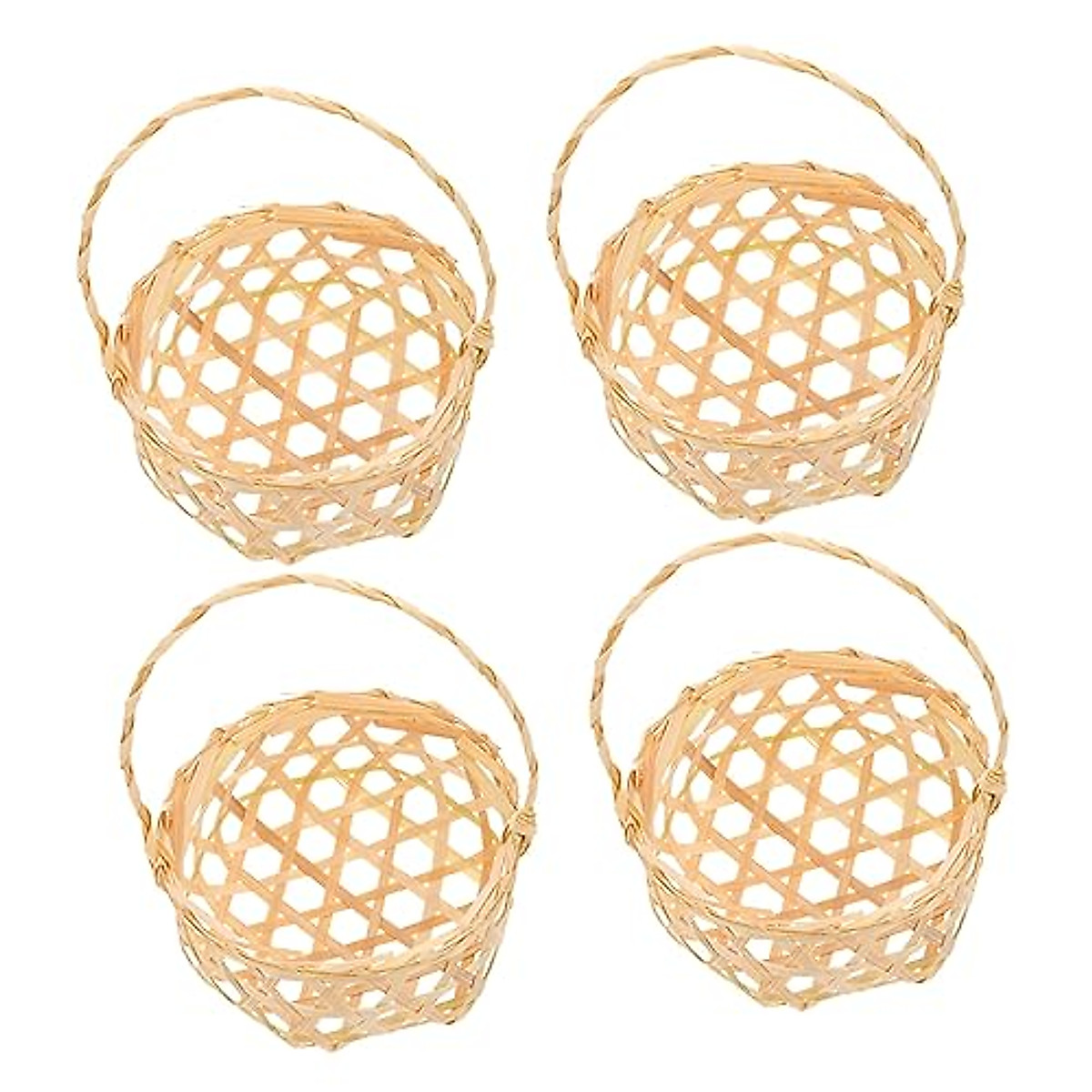 Abaodam 8 Pcs Portable Bamboo Basket Decorative Basket Kitchen Egg Basket Miniature Flower Basket Mini Picnic Basket Wicker Bread Tiny Fruit Basket Multifunction Multipurpose Basket