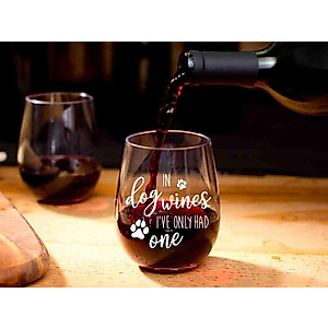 GSM Brands Stemless Wine Glass for Dog Lovers (In Dog Wines Ive Only Had One) Made of Unbreakable Tritan Plastic and Dishwasher Safe - 16 ounces