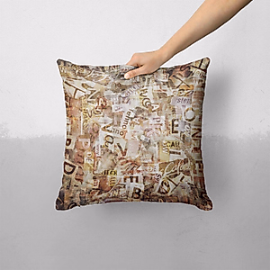 iiRov Faded Torn Newspaper Letter Collage - Custom Decorative Home Decor Indoor or Outdoor Throw Pillow Cover Plus Cushion Set for Sofa, Bed or Couch (Pillow CASE Cover Plus Cushion)