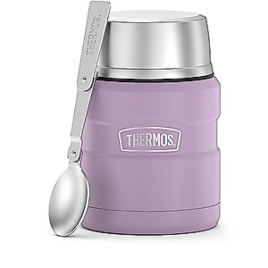 THERMOS Stainless King Vacuum-Insulated Food Jar with Spoon, 16 Ounce, Matte Lavender