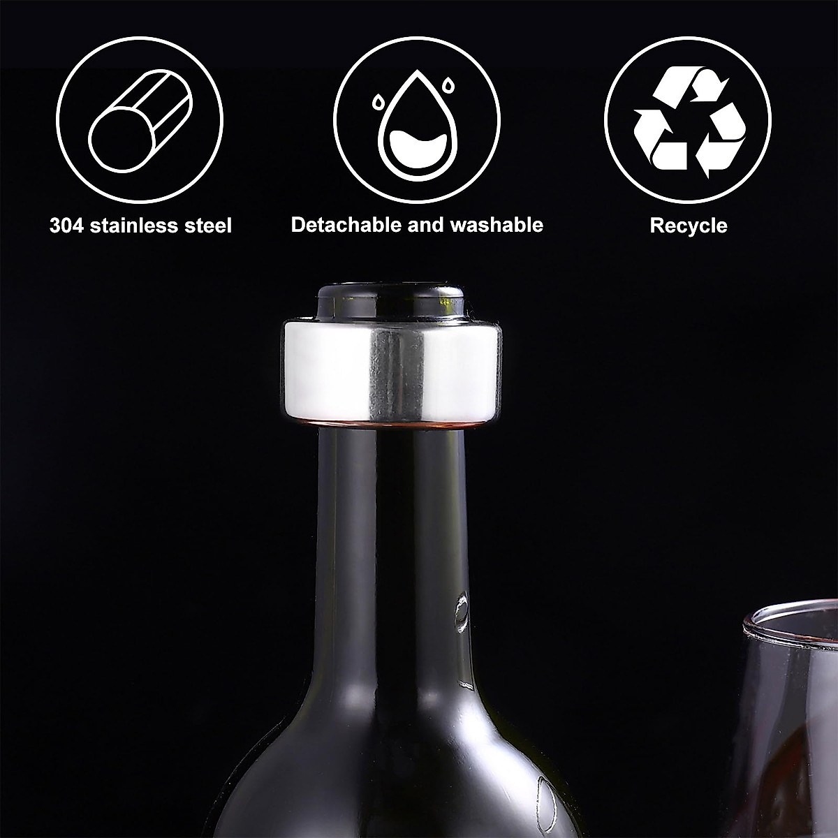 4 pcs Stainless Steel Red Wine Bottle Collar Leak- Proof Anti- Overflow Ring Wine Drip Catcher for Home Bar Restaurant Outdoor Parties (without Stripe)