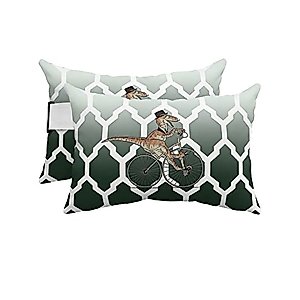 Recliner Head Pillow Ledge Loungers Chair Pillows with Insert Dinosaur with Moroccan Texture Sage Green Gradient Lumbar Pillow with Adjustable Strap Patio Garden Cushion for Sofa Bench Couch, 2 PCS