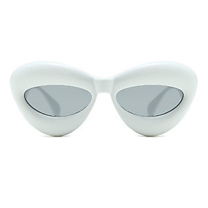 Long Keeper Sexy Lip Sunglasses - Unique Women Thick Frame Cat Eye Candy Color Punk Sun Glasses UV400 (White)