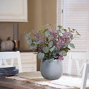 ANGELLOONG Artificial Plants for Home Decor Indoor, Potted Faux Silver Dollar Eucalyptus Greenery Leaves Fake Plants for Bedroom Aesthetic, 13.75in