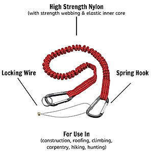 Teng Tools 800mm - 1.35 Metre Long Tool Lanyard/Leash + Safety Wire & Spring Hook - SSH03, Silver, Max Load 4.5Kg
