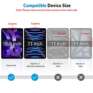 OMOTON Screen Protector for iPad Air 5th 4th Generation (Air 5/4, 10.9 Inch, 2022/2020) iPad Pro 11 Inch (2022/2021/2020/2018) Tablet - Tempered Glass, Case Friendly, Apple Pencil Compatible, 2 Pack