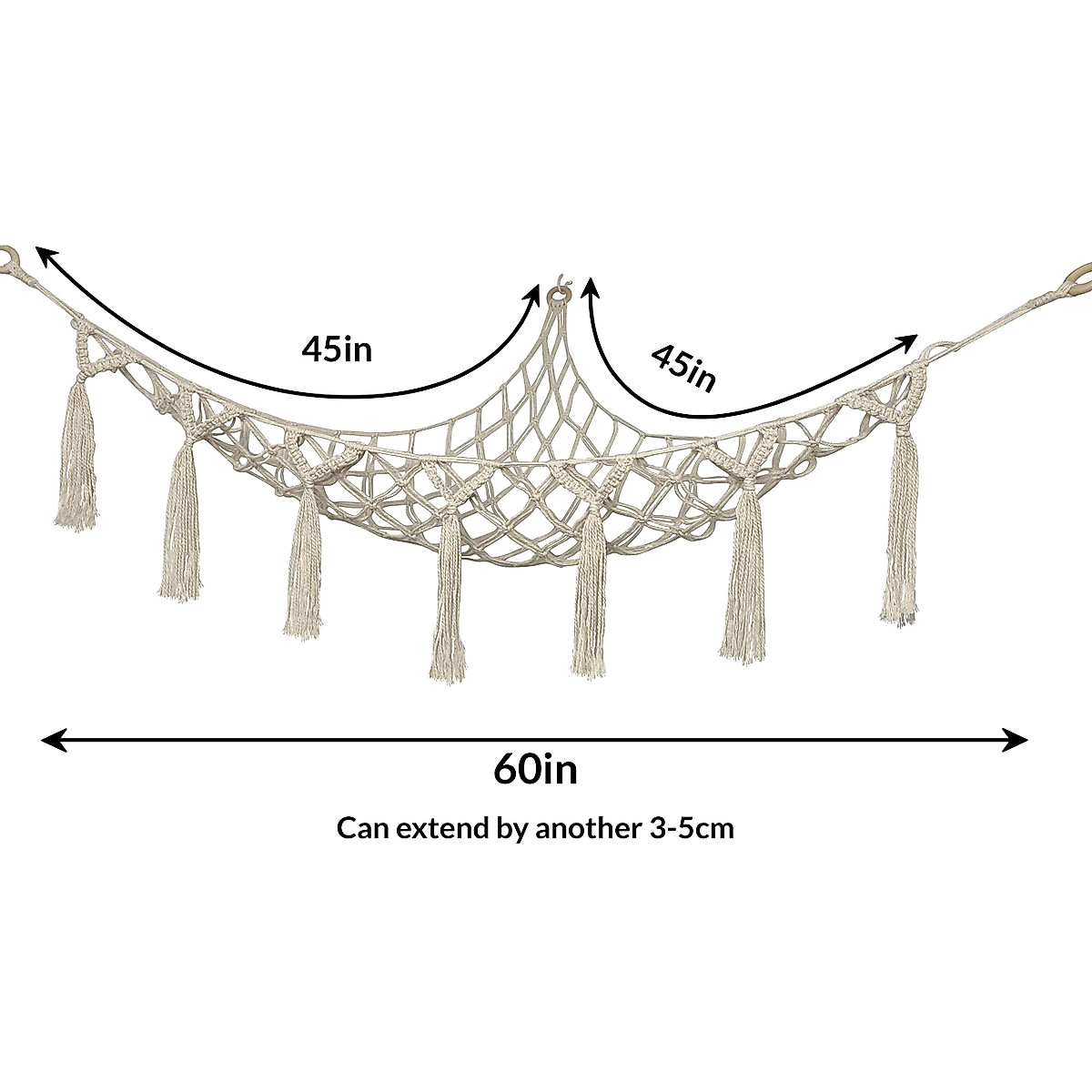 Artist Unknown Stuffed Animal Net or Hammock Jumbo - with Warm White LED String Star Lights, Wall Hooks- Stuffed Animal Hammock - Wall Net for Stuffed Animals - (X-Large - Cream / Ivory)