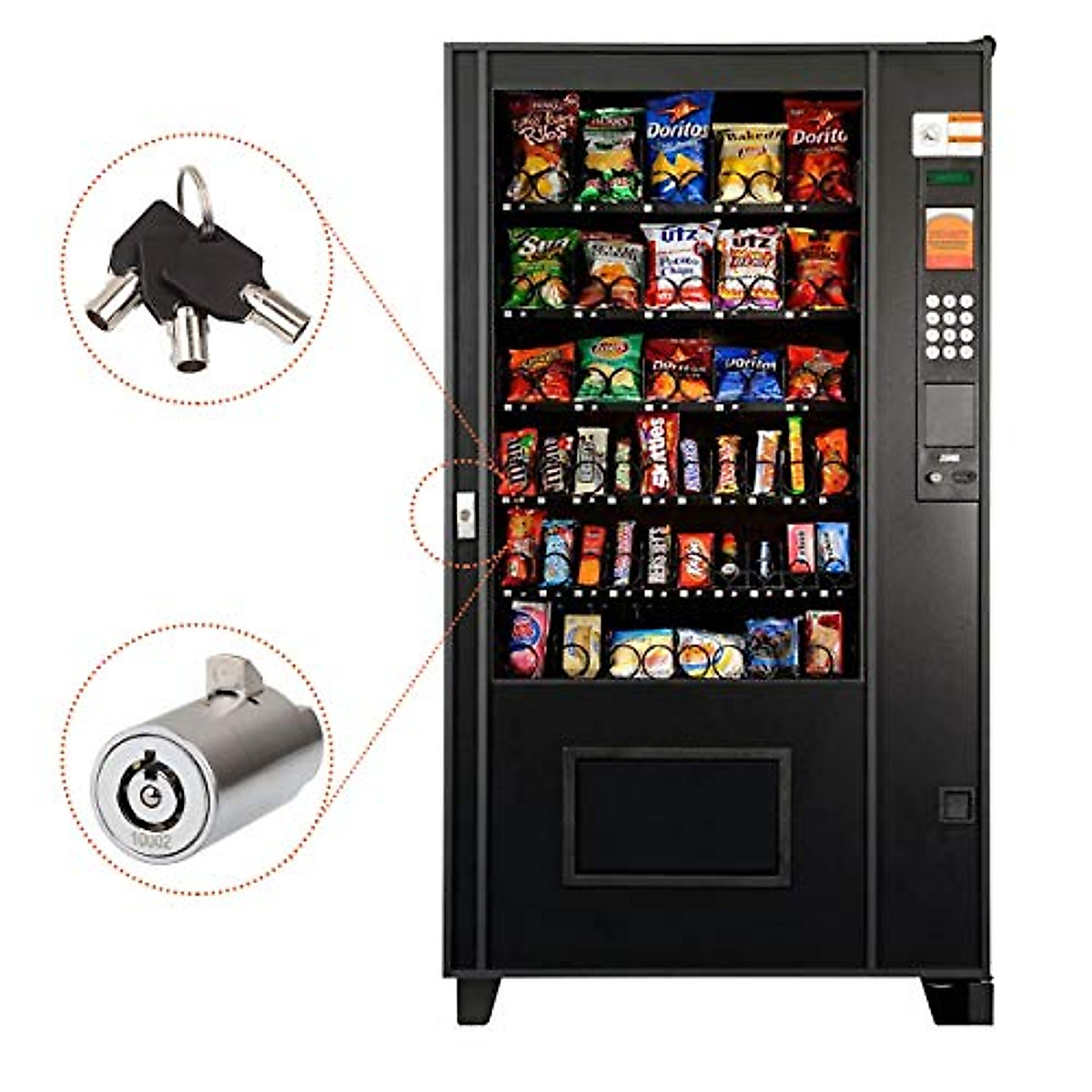 Abuff Candy Machine Key, High Security Vending Machine Lock and Key, 5-Pack Soda Machine Lock for Coke Machine, Pepsi Machine, Snack Machine, Candy Machine, Keyed Alike
